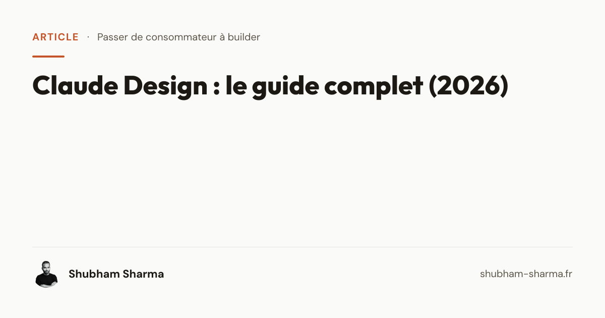 Claude Design : le guide complet (2026) — Shubham Sharma